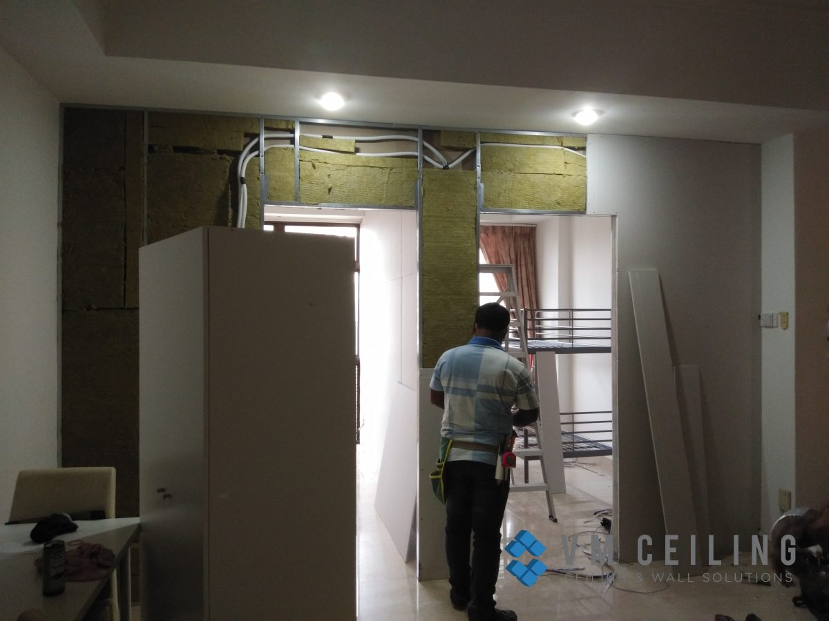 Room Partition Wall & Downlights Installation Singapore Condo - Orchard ...