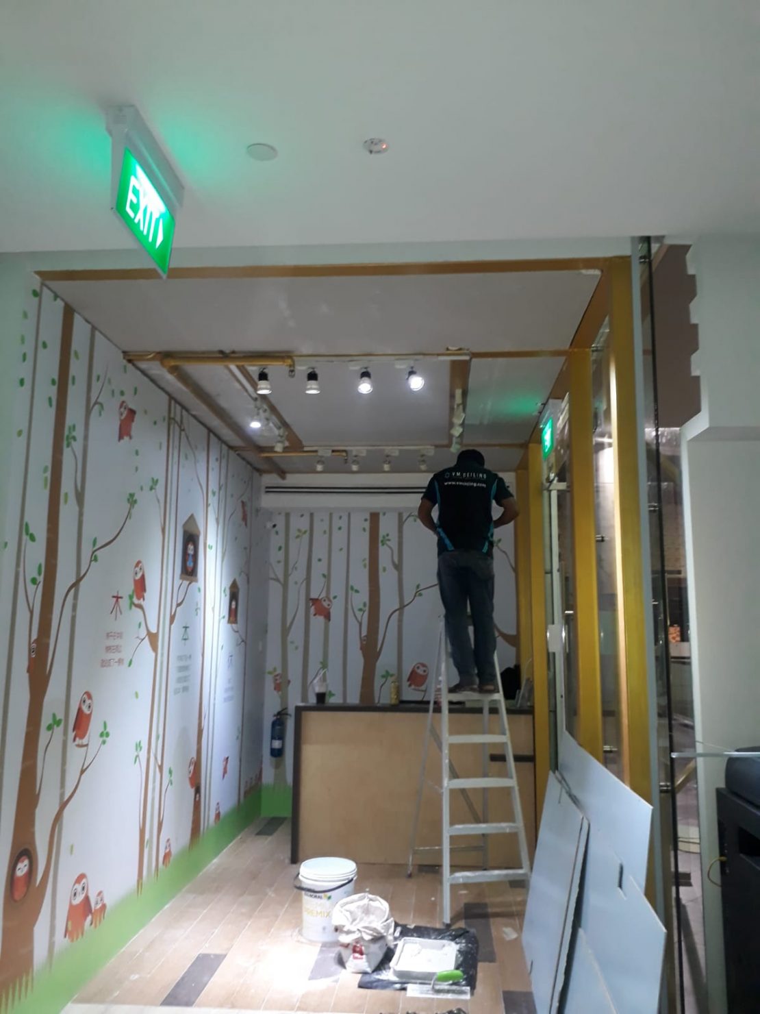 False Ceiling Installation In A Kindergarten - Woodlands - VM False ...